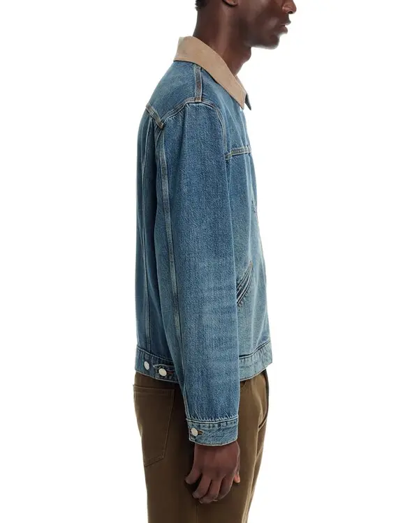 FRAME Cotton Blend Zip Denim Trucker Jacket