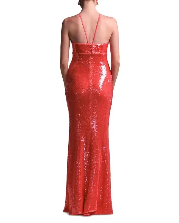 Bcbgmaxazria Colette Embellished Asymmetric Neck Gown