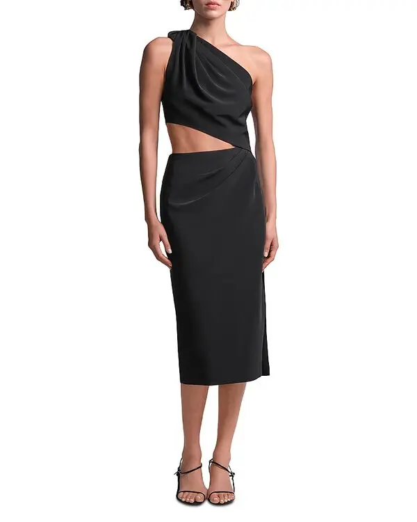 Bcbgmaxazria Isabel One Shoulder Cutout Midi Dress