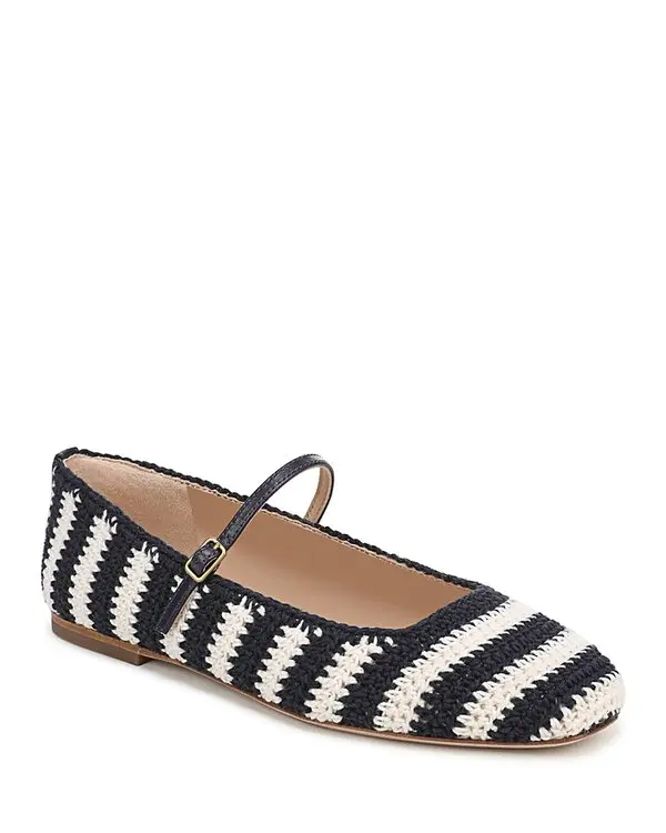 Veronica Beard Ellie Crochet Flats - Navy/ecru
