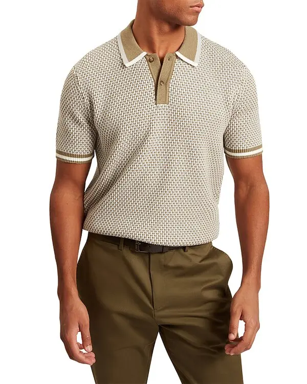 Ted Baker London Breame Short Sleeve Waffle Stitch Polo - Olive