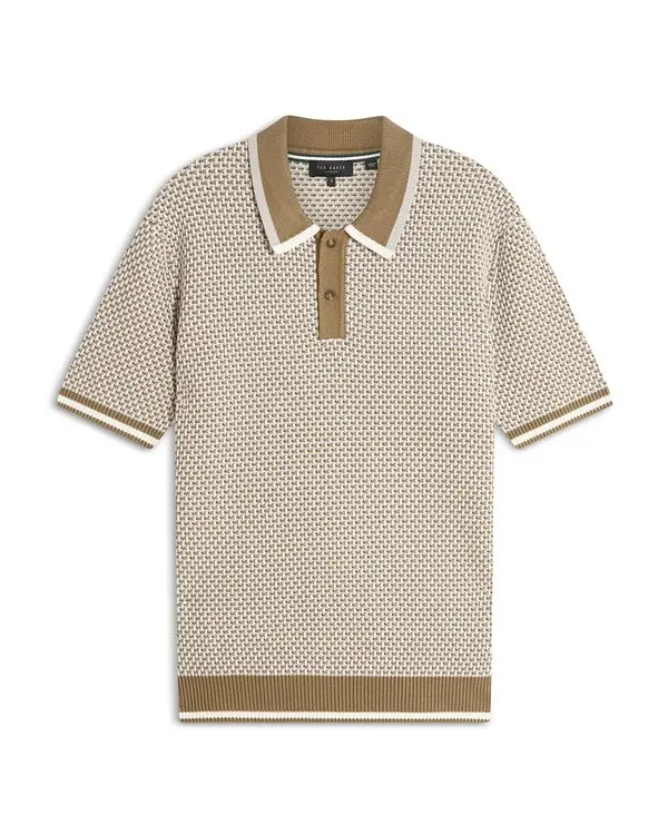 Ted Baker London Breame Short Sleeve Waffle Stitch Polo - Olive