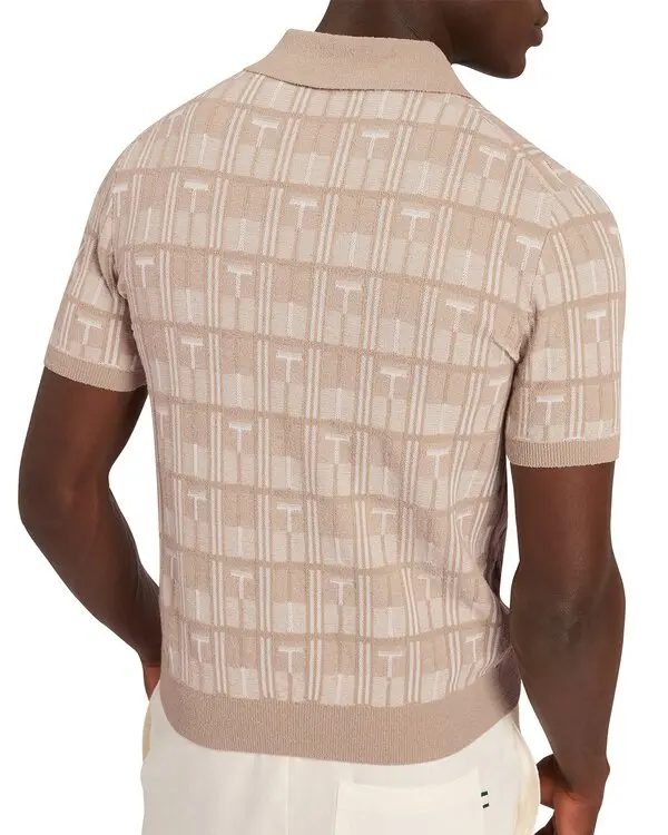 Ted Baker London Nappier Short Sleeve Jacquard Zip Sweater Polo