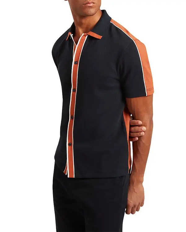 Ted Baker London Tirvin Short Sleeve Two Tone Sweater Polo - Navy