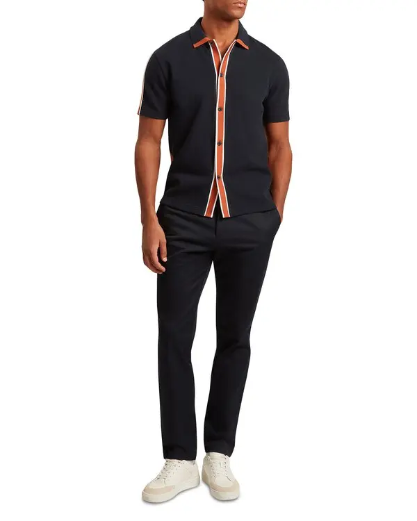 Ted Baker London Tirvin Short Sleeve Two Tone Sweater Polo - Navy