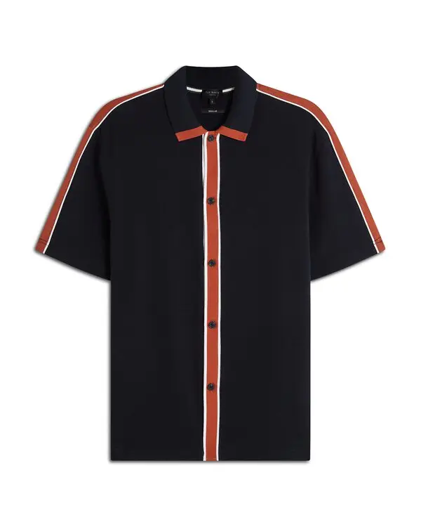Ted Baker London Tirvin Short Sleeve Two Tone Sweater Polo - Navy