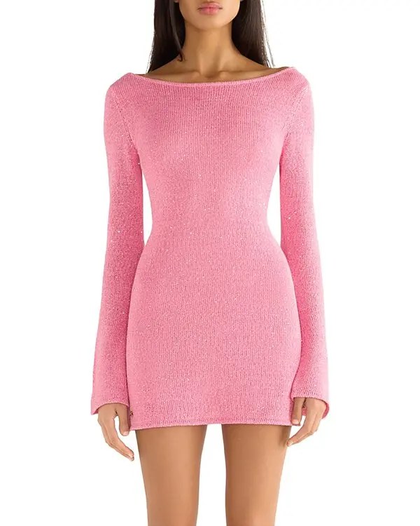 ASTA RESORT Maya Long Sleeve Sequin Mini Dress