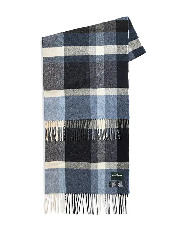 Rodd & Gunn Jed Valley Check Wool Scarf - Sea