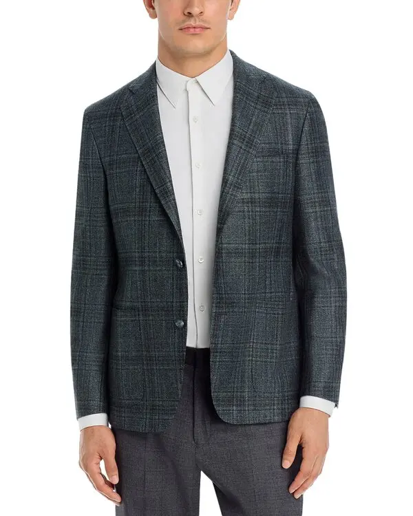 Vince Wool, Silk & Cashmere Tonal Plaid Regular Fit Jacket