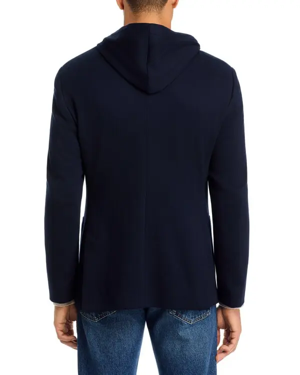 Vince Removable Bib Hooded Jersey Sport Coat - Navy/ Brown
