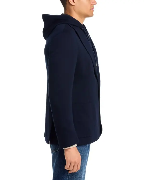 Vince Removable Bib Hooded Jersey Sport Coat - Navy/ Brown