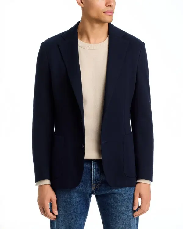 Vince Removable Bib Hooded Jersey Sport Coat - Navy/ Brown
