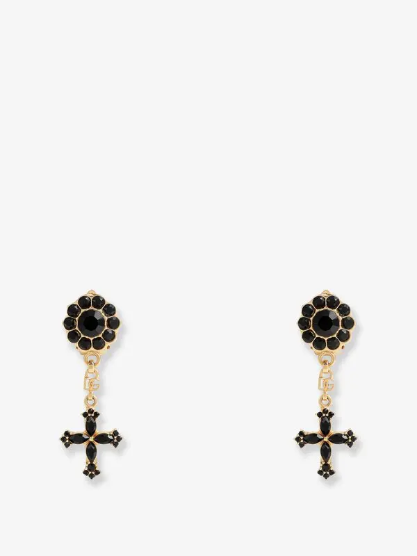 Dolce & Gabbana Brass Earrings With Rhinestones - Multicolor