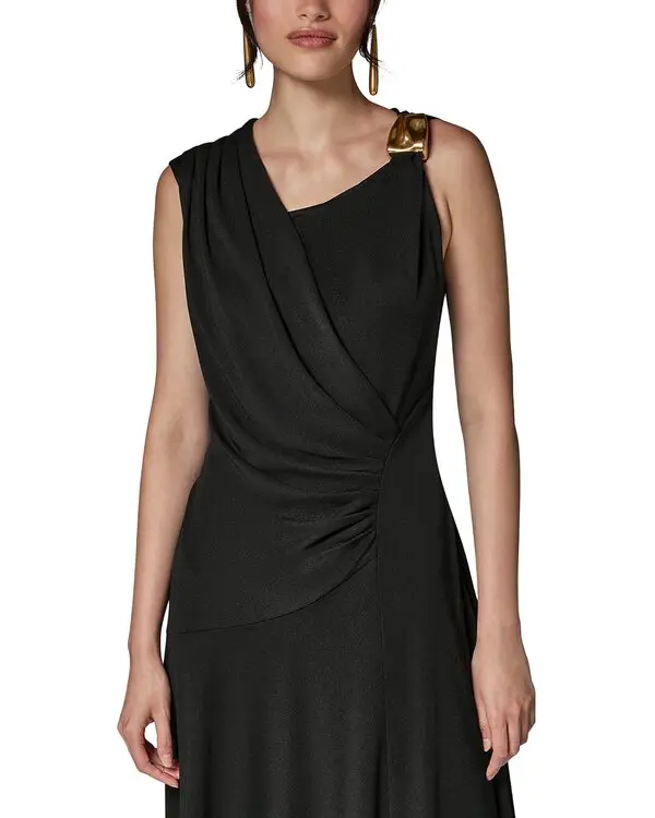 Donna Karan New York Asymmetrical Neck Draped Maxi Dress