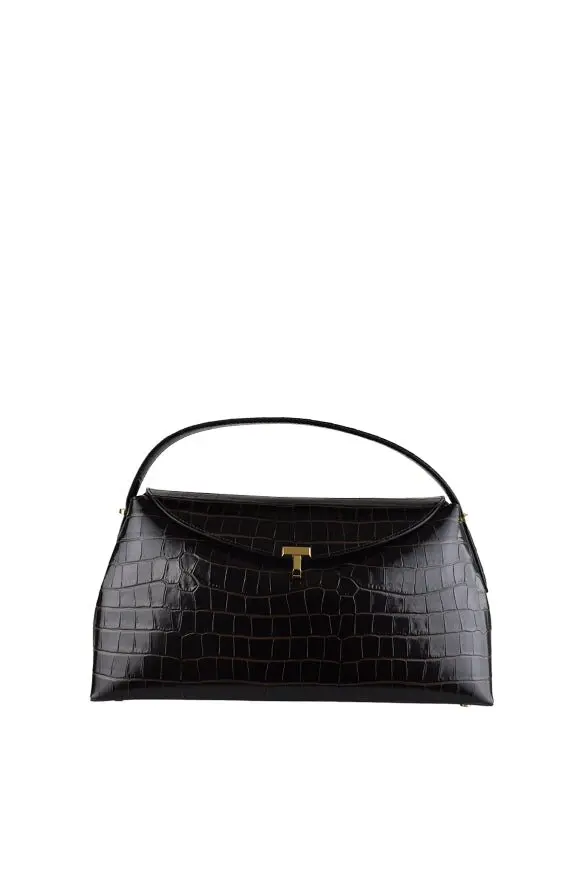 TOTEME T-lock Croco-embossed Top Handle Bag