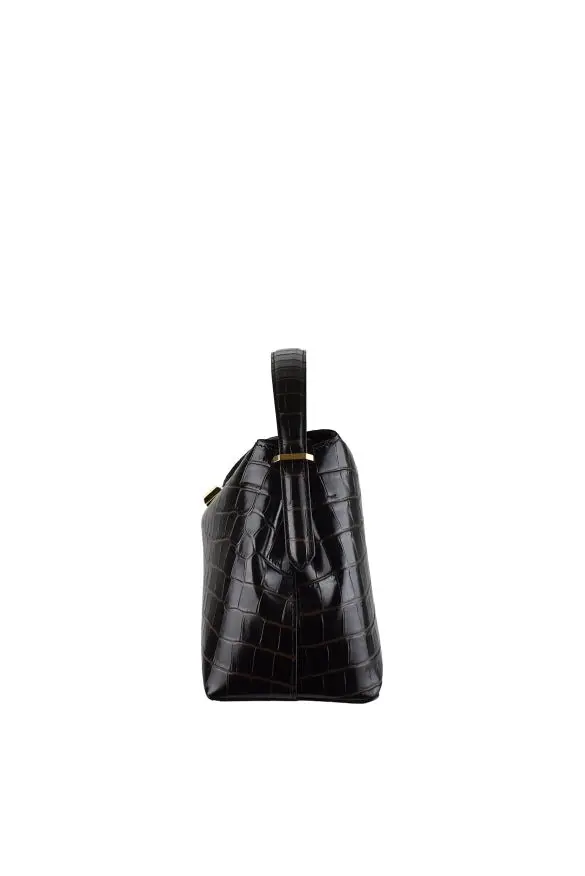 TOTEME T-lock Croco-embossed Top Handle Bag