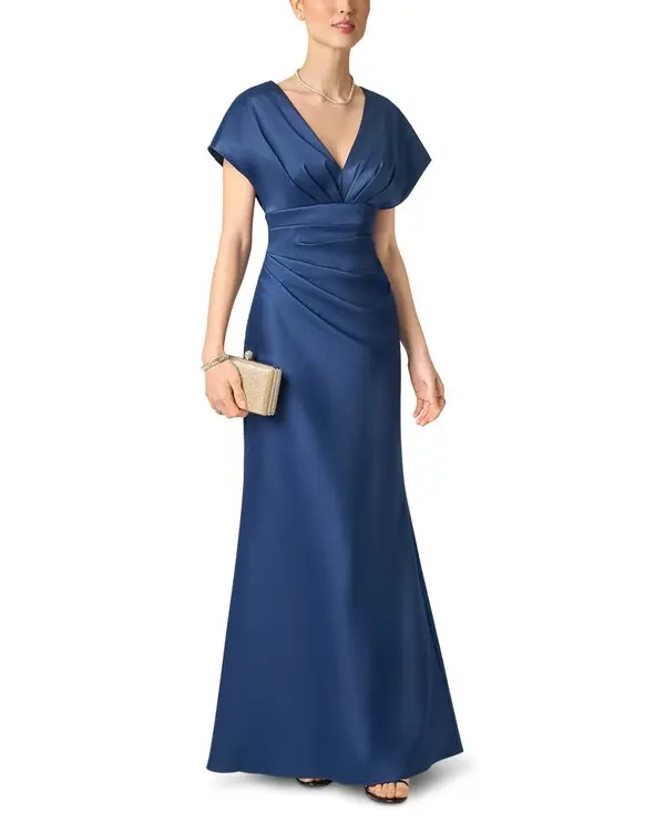 Aidan Mattox Stretch Mikado Gathered Waist Gown