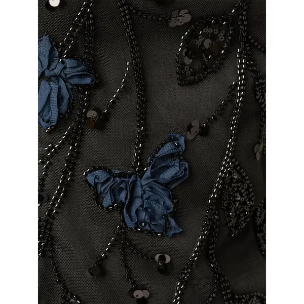 Aidan Mattox 3d Embroidered Long Sleeve Midi Dress