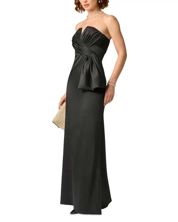 Aidan Mattox Stretch Mikado Pleated Bodice Gown