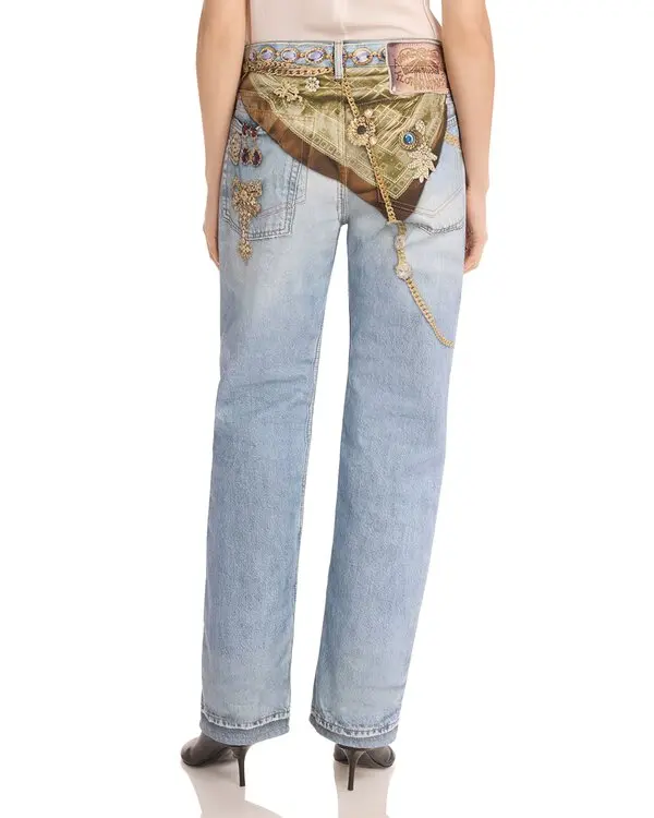Acne Studios Trompe L'oeil Scarf Print Straight Leg Jeans
