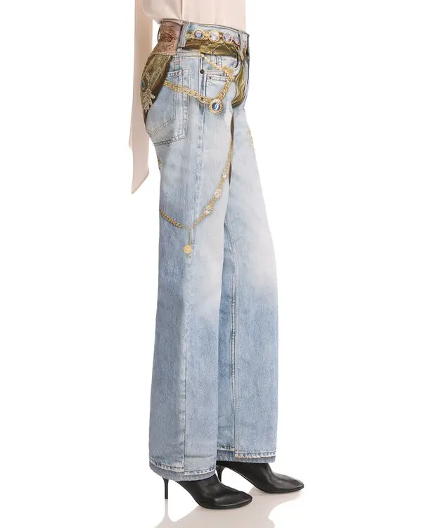 Acne Studios Trompe L'oeil Scarf Print Straight Leg Jeans