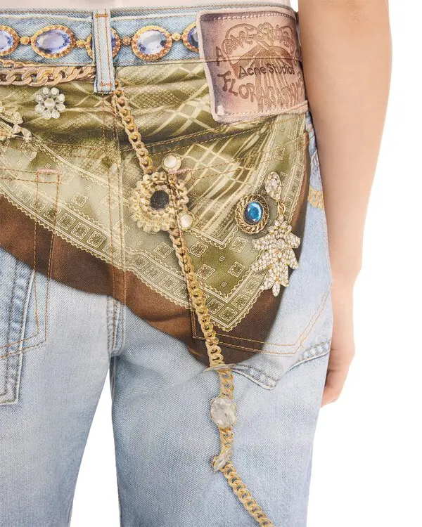 Acne Studios Trompe L'oeil Scarf Print Straight Leg Jeans