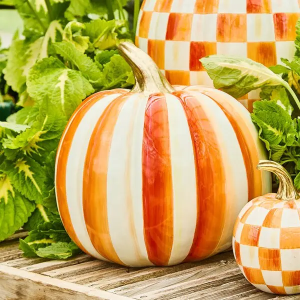 MACKENZIE-CHILDS Orange Stripe Medium Pumpkin