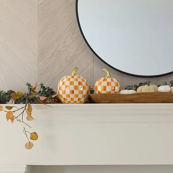 MACKENZIE-CHILDS Orange Check Small Pumpkin