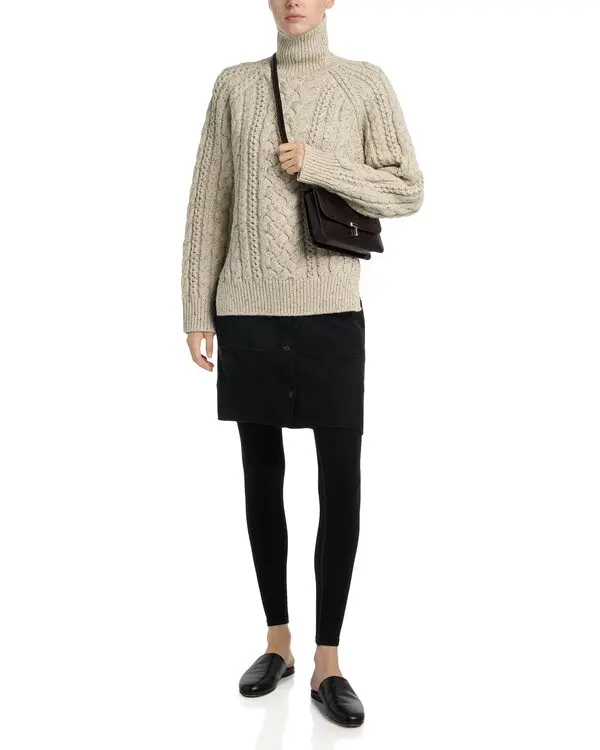 TOTEME Cable Knit Wool Turtleneck Sweater