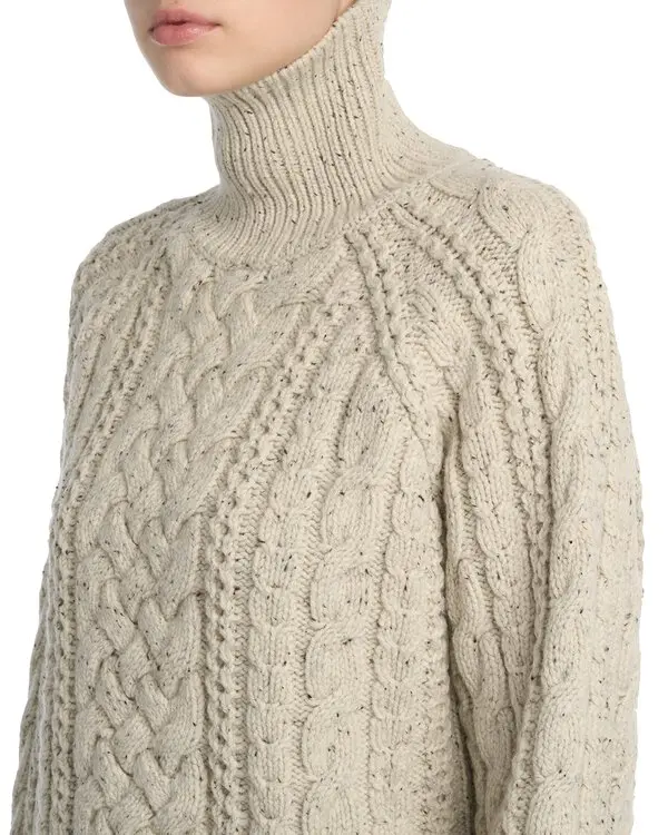 TOTEME Cable Knit Wool Turtleneck Sweater