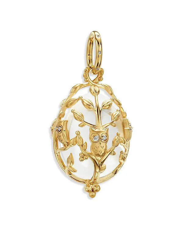 Temple St. Clair 18k Yellow Crystal & Diamond Owlet Amulet Pendant - Gold