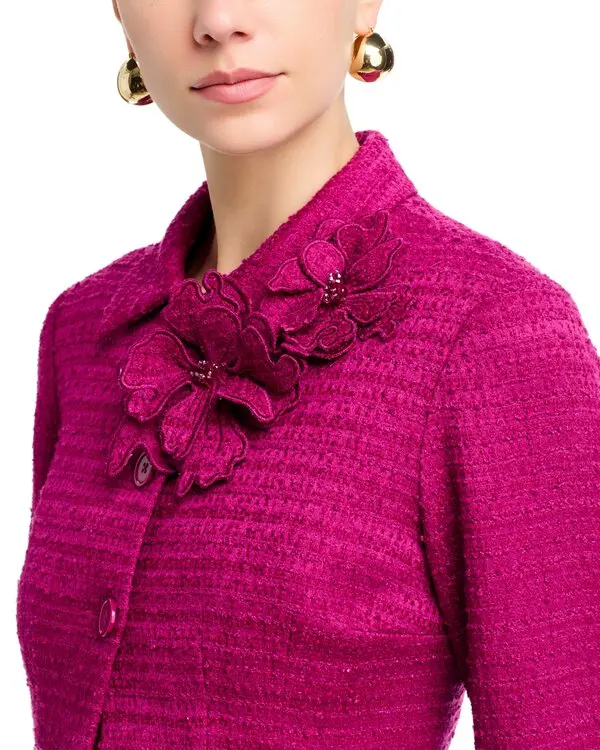 Rickie Freeman For Teri Jon Boucle Flower Corsage Applique Bolero Jacket