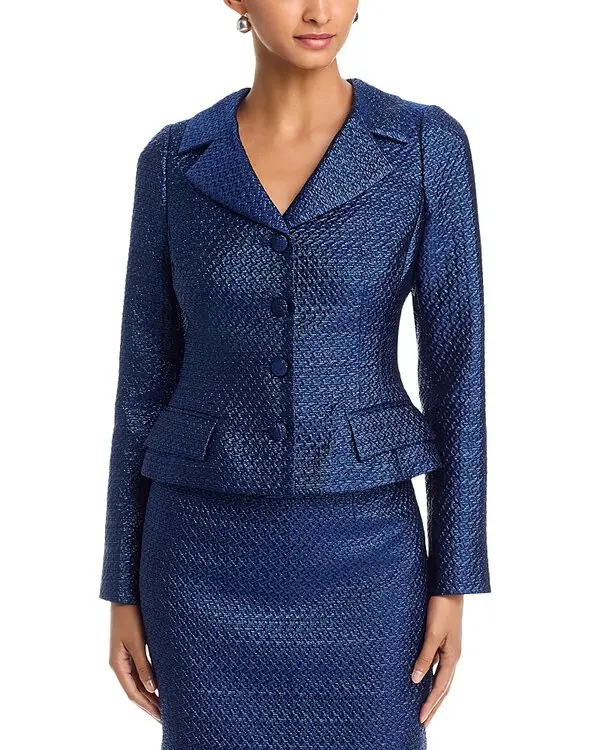 Rickie Freeman For Teri Jon Shimmer Basket Weave Jacquard Blazer