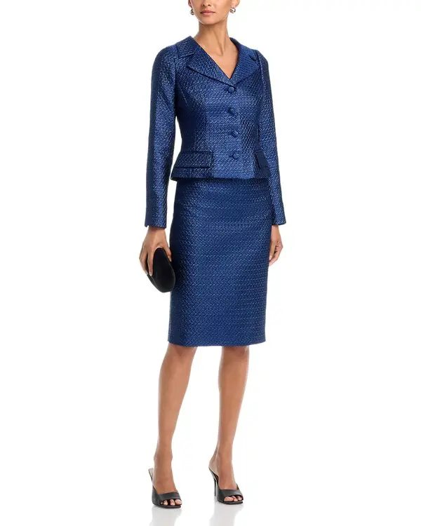 Rickie Freeman For Teri Jon Shimmer Basket Weave Jacquard Blazer