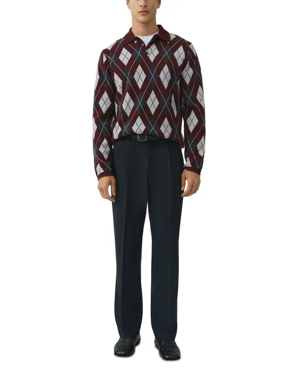 Simkhai Callum Argyle Cashmere Long Sleeve Polo