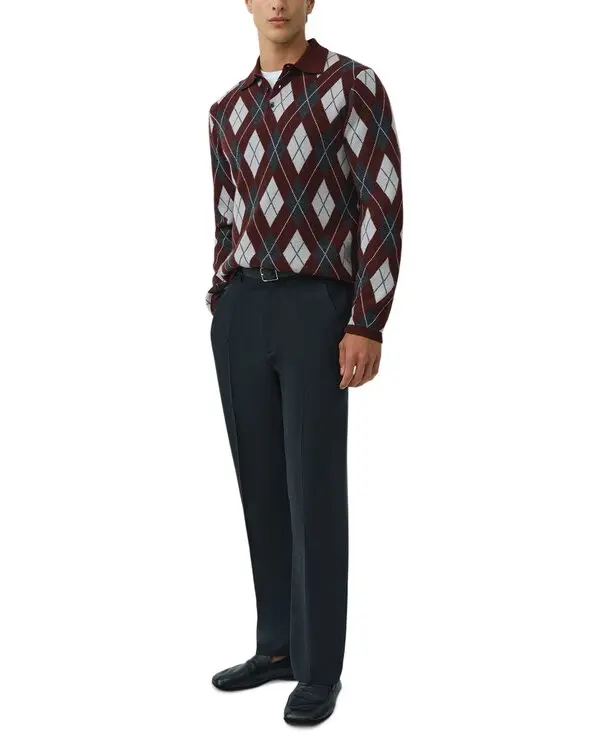 Simkhai Callum Argyle Cashmere Long Sleeve Polo