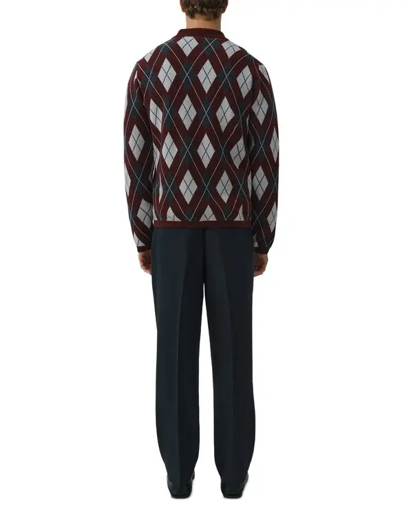 Simkhai Callum Argyle Cashmere Long Sleeve Polo