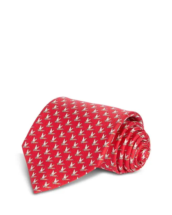 FERRAGAMO Silk Classic Bird Tie - F. Rosso