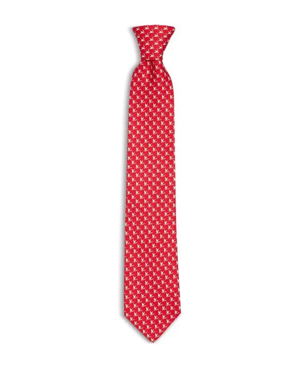 FERRAGAMO Silk Classic Bird Tie - F. Rosso