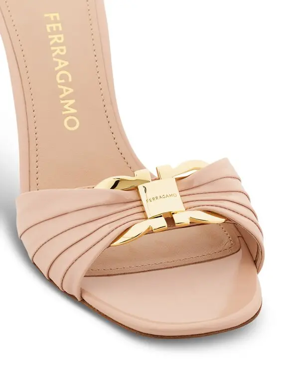 FERRAGAMO Witty 70 Leather Mules - Dusty Pink