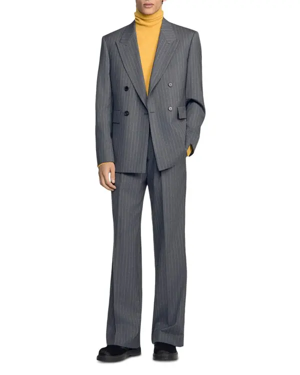 Sandro Standard Fit Pinstripe Wool Jacket