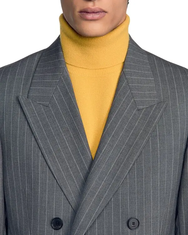 Sandro Standard Fit Pinstripe Wool Jacket