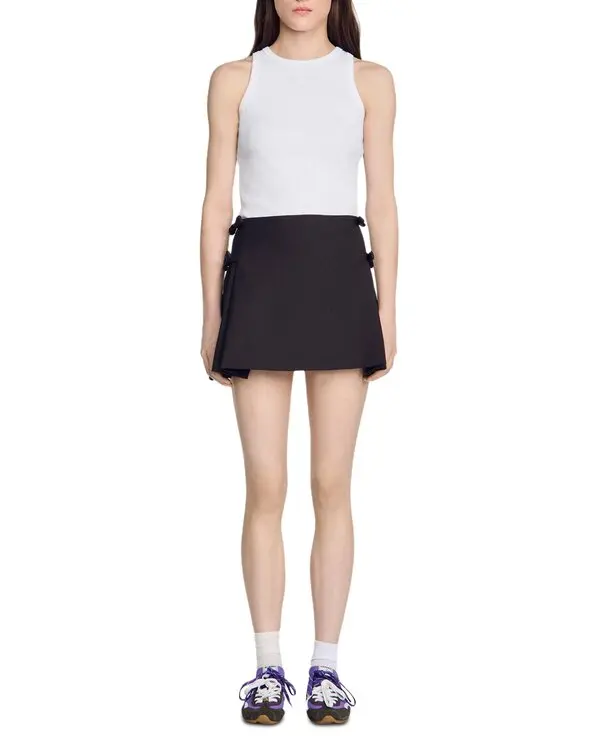 Sandro Cedriala Wool Blend Pleated Mini Skirt
