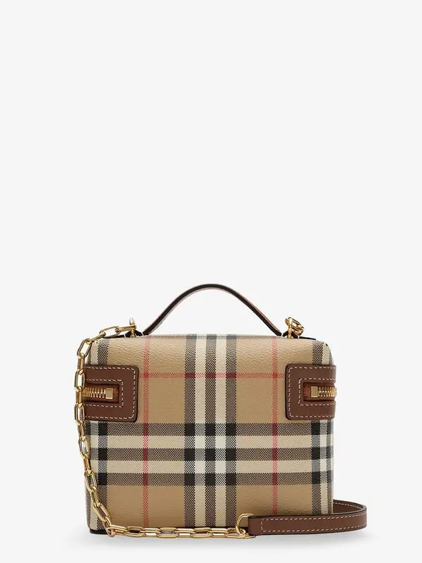 Burberry Vanity Mini Coated Canvas Handbag With Check Motif