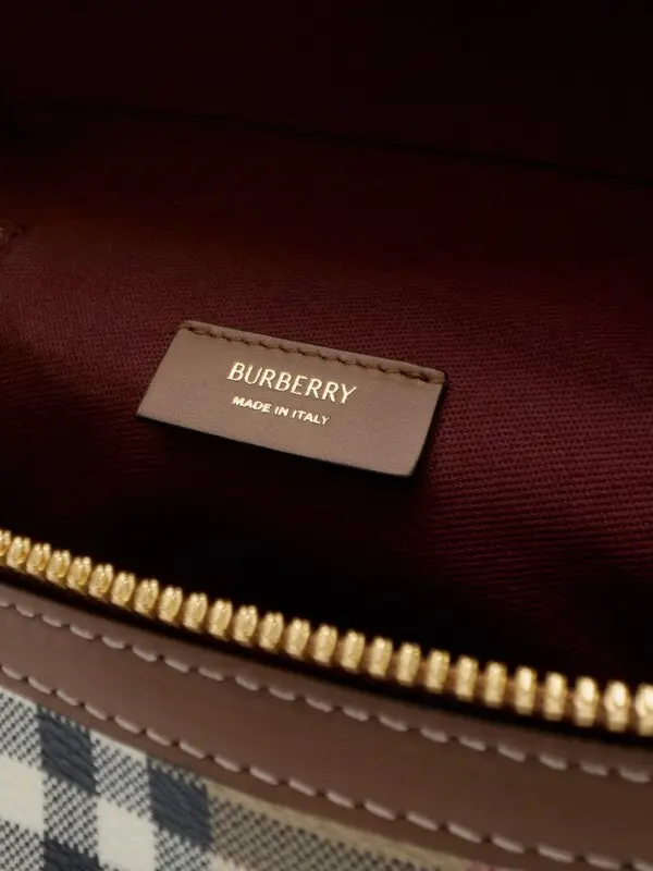 Burberry Vanity Mini Coated Canvas Handbag With Check Motif