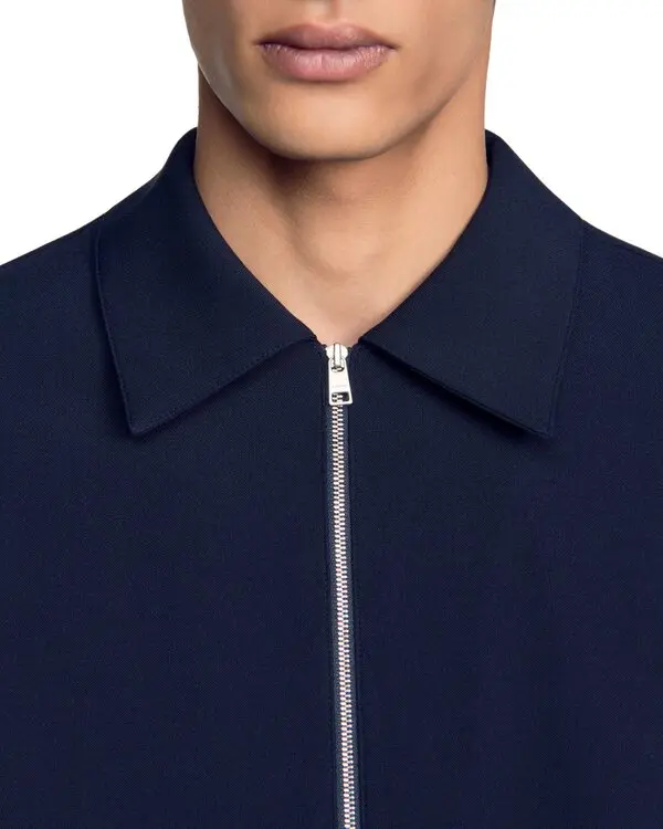 Sandro Joker Zip Front Solid Shirt - Navy Blue