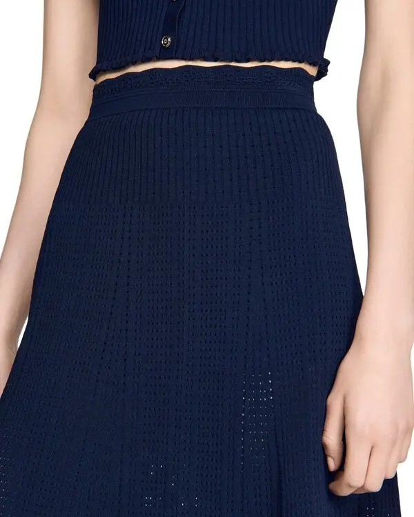 Sandro Hedda Pointelle Knit Maxi Skirt