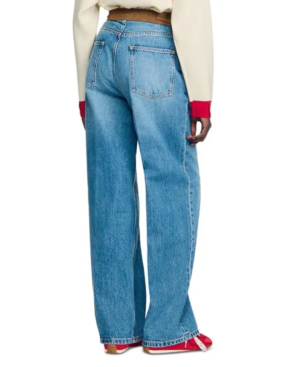Sandro High Rise Wide Leg Belted Jeans