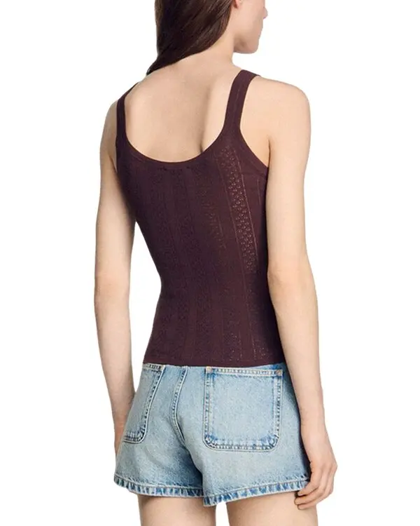 Sandro Aloe Cotton Blend Pointelle Tank