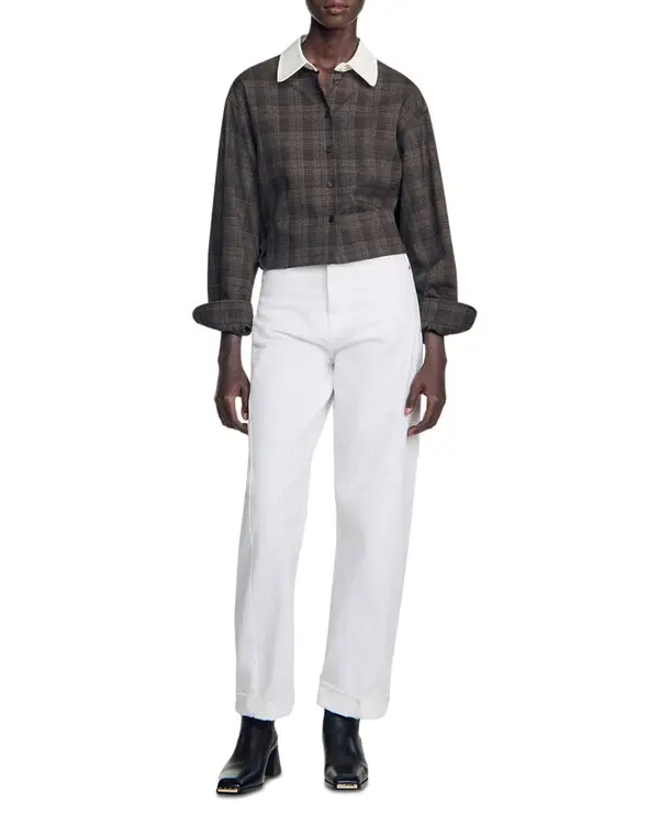 Sandro Dakota Contrast Collar Pleated Back Shirt